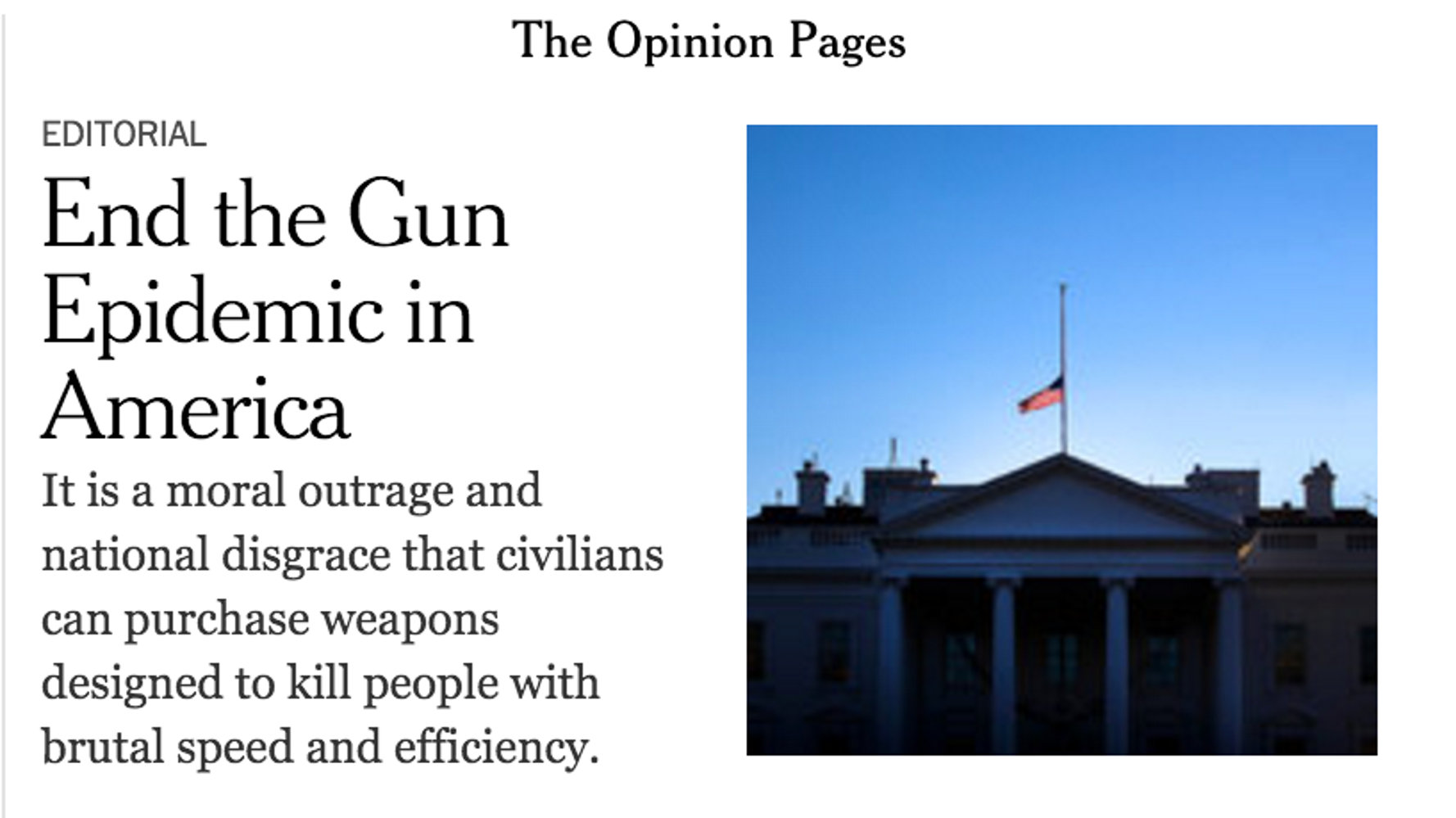 Gun Debate Yields New York Times' First Page 1 Editorial Since 1920 ...