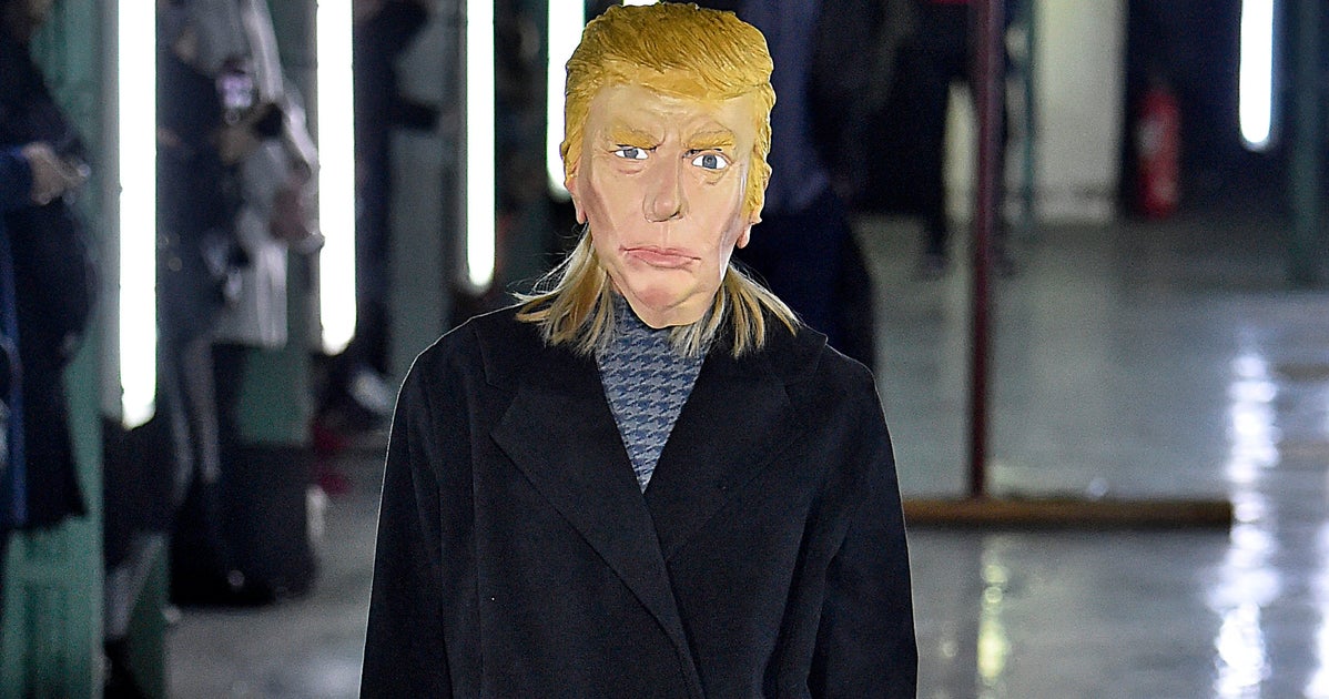 Model Struts Down Runway In Donald Trump Mask At French Fashion Show ...
