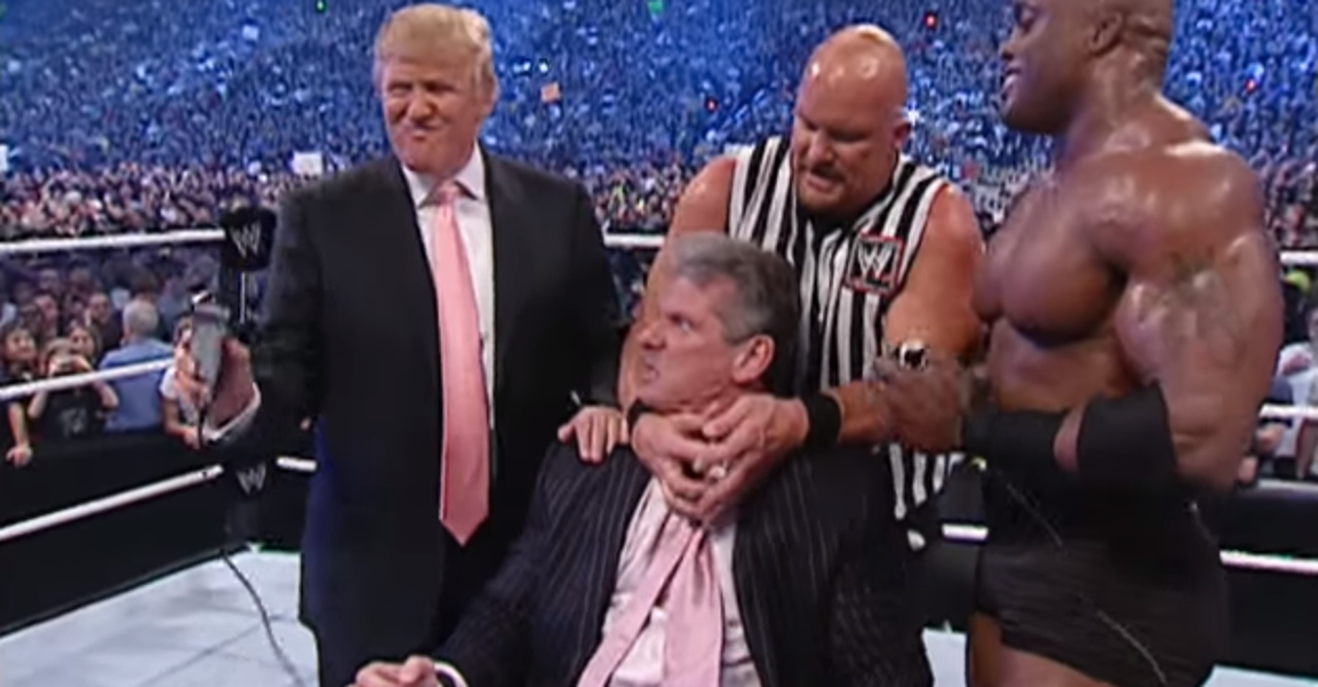 That Time Donald Trump Clotheslined Vince McMahon On 'Wrestlemania ...