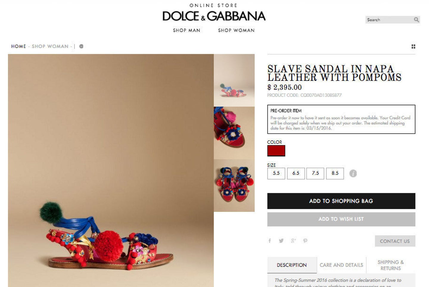 Dolce & Gabbana Sells 'Slave Sandals' On Its Website | HuffPost Life