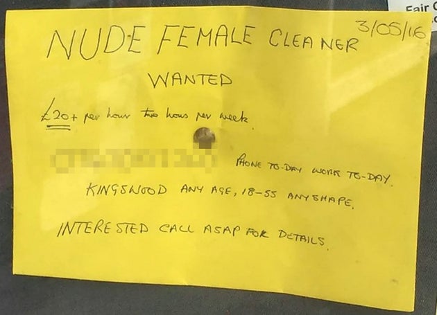 Naked Cleaner Ad In Newsagents Window Yields Eight Applications For 70