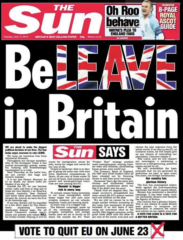 Newspaper Coverage Of Eu Referendum Overwhelmingly Backs Brexit
