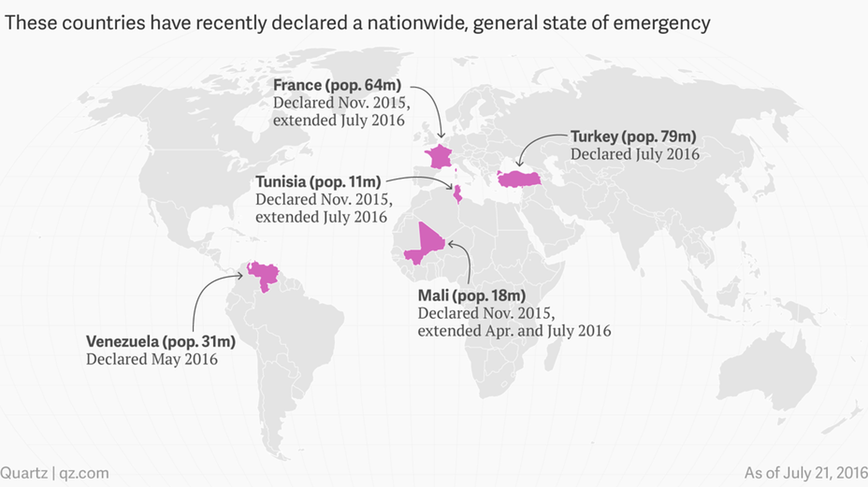 All The Countries In A State Of Emergency This Year In One Map ...