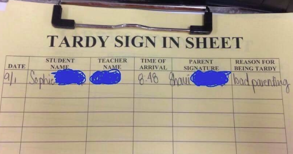 Mom Gives School Hilariously Honest Excuse For Daughter's Tardiness ...