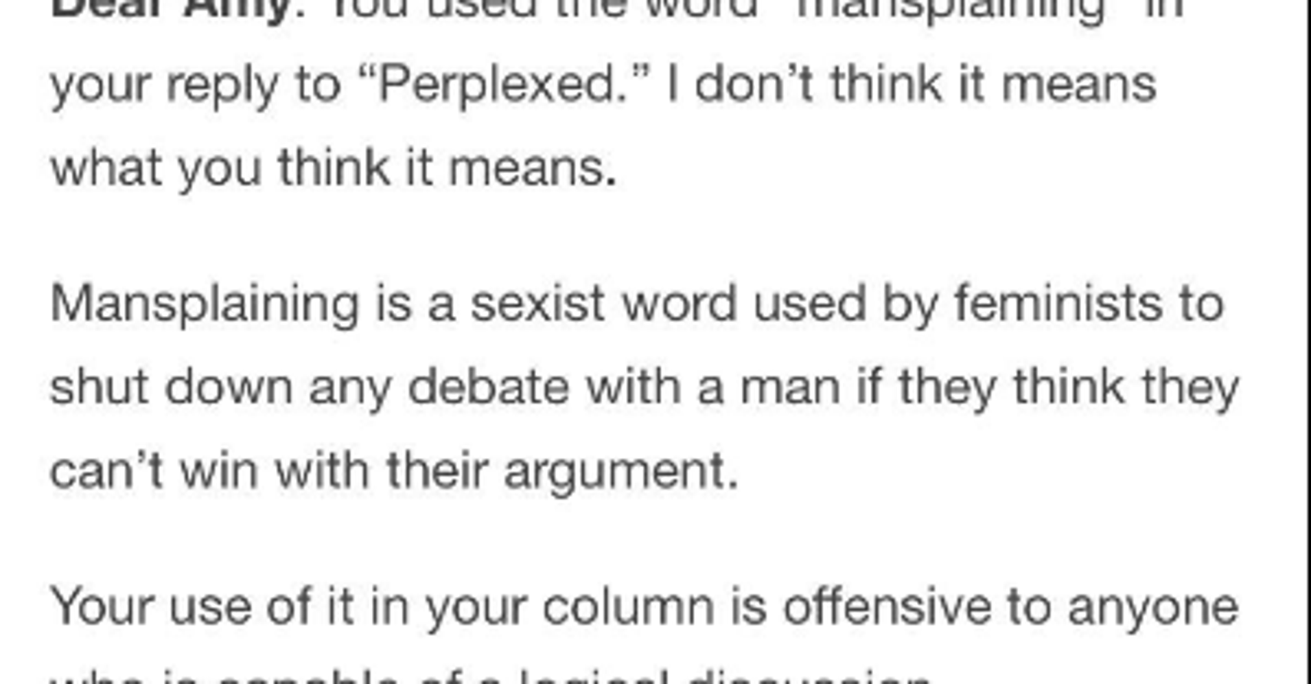 Advice Columnist Has The Perfect Response To Peak Mansplaining | HuffPost