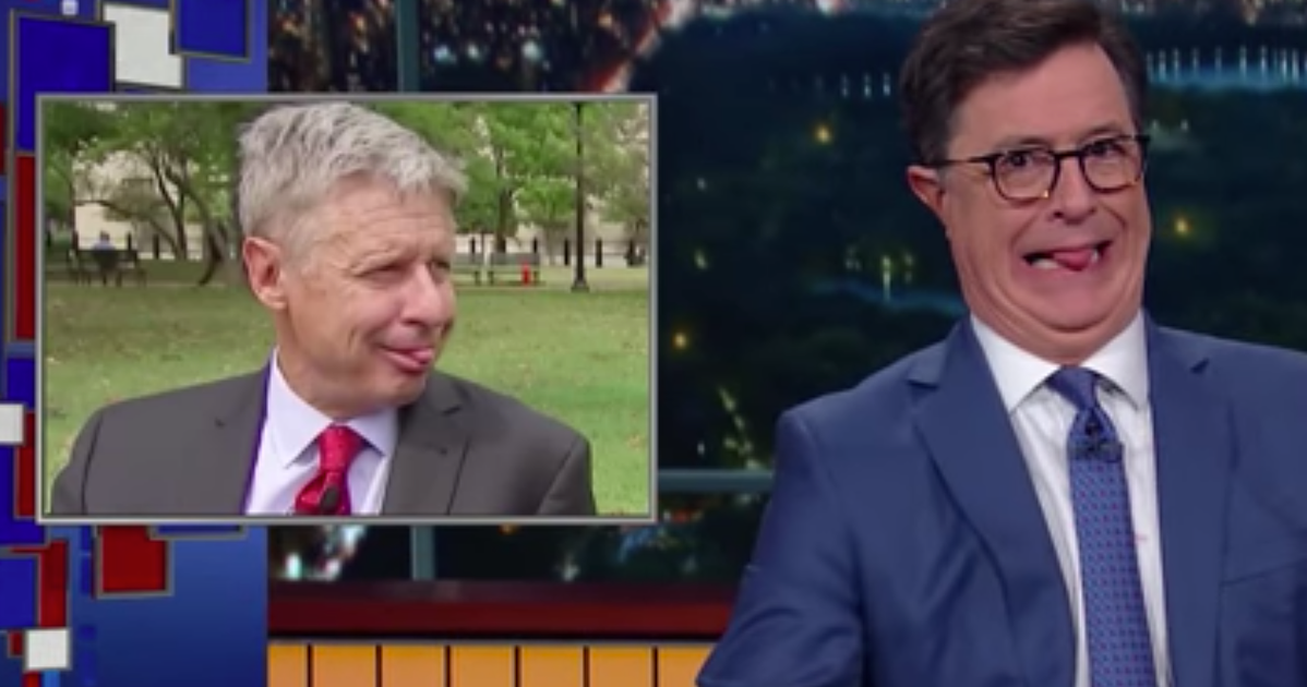 Stephen Colbert Takes Aim At 'Aging Clown Without Makeup' Gary Johnson ...