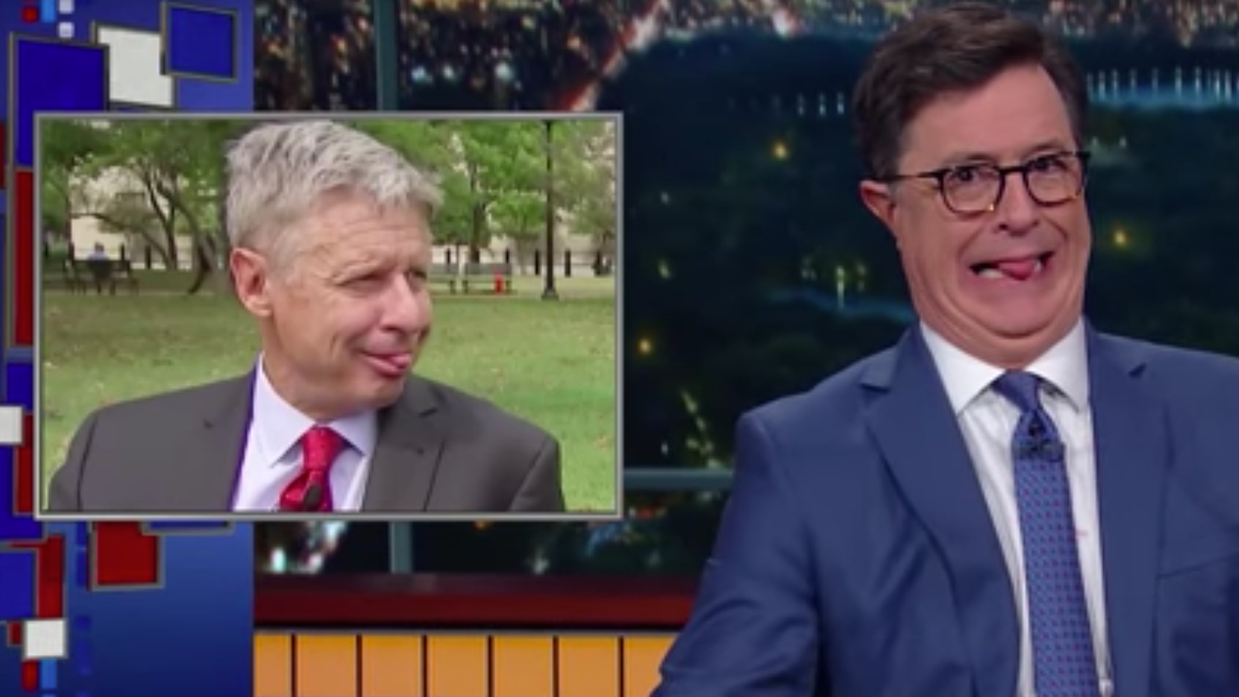Stephen Colbert Takes Aim At 'Aging Clown Without Makeup' Gary Johnson ...