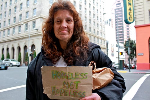 Homeless Woman Sign