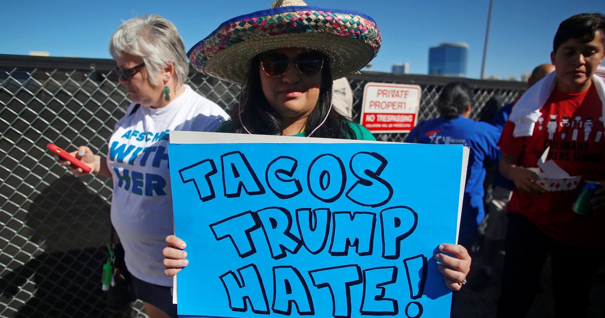 Protesters Build Big, Beautiful Wall Of Taco Trucks Outside Trump's Las ...