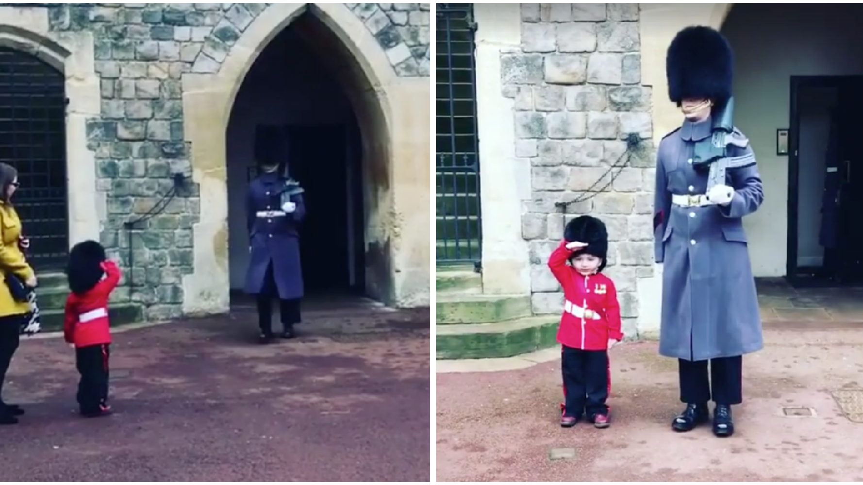 Windsor Castle Guardsman Poses For Picture With Toddler Wearing ...