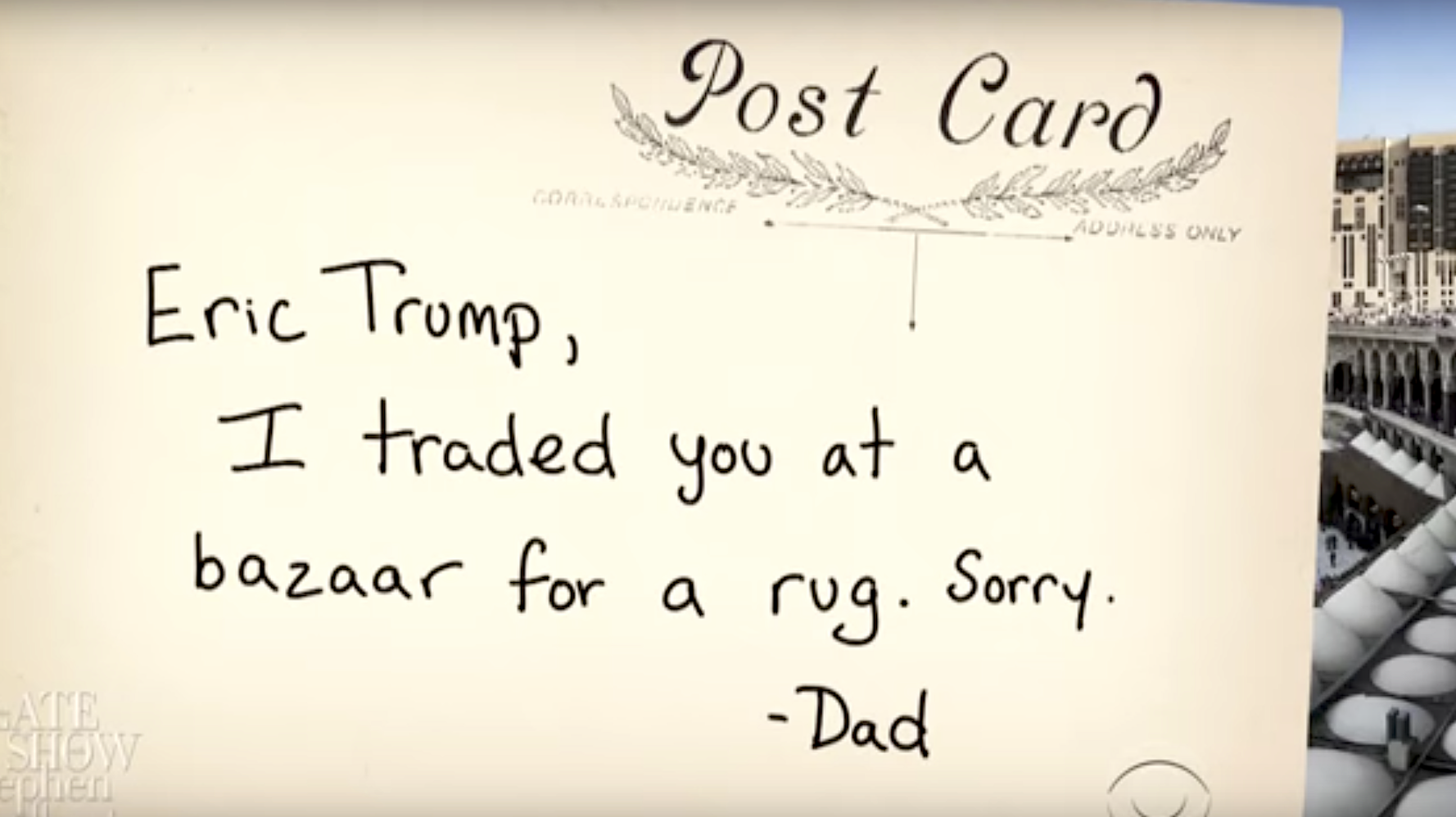 Stephen Colbert Imagines Donald Trump's Postcards Home | HuffPost ...