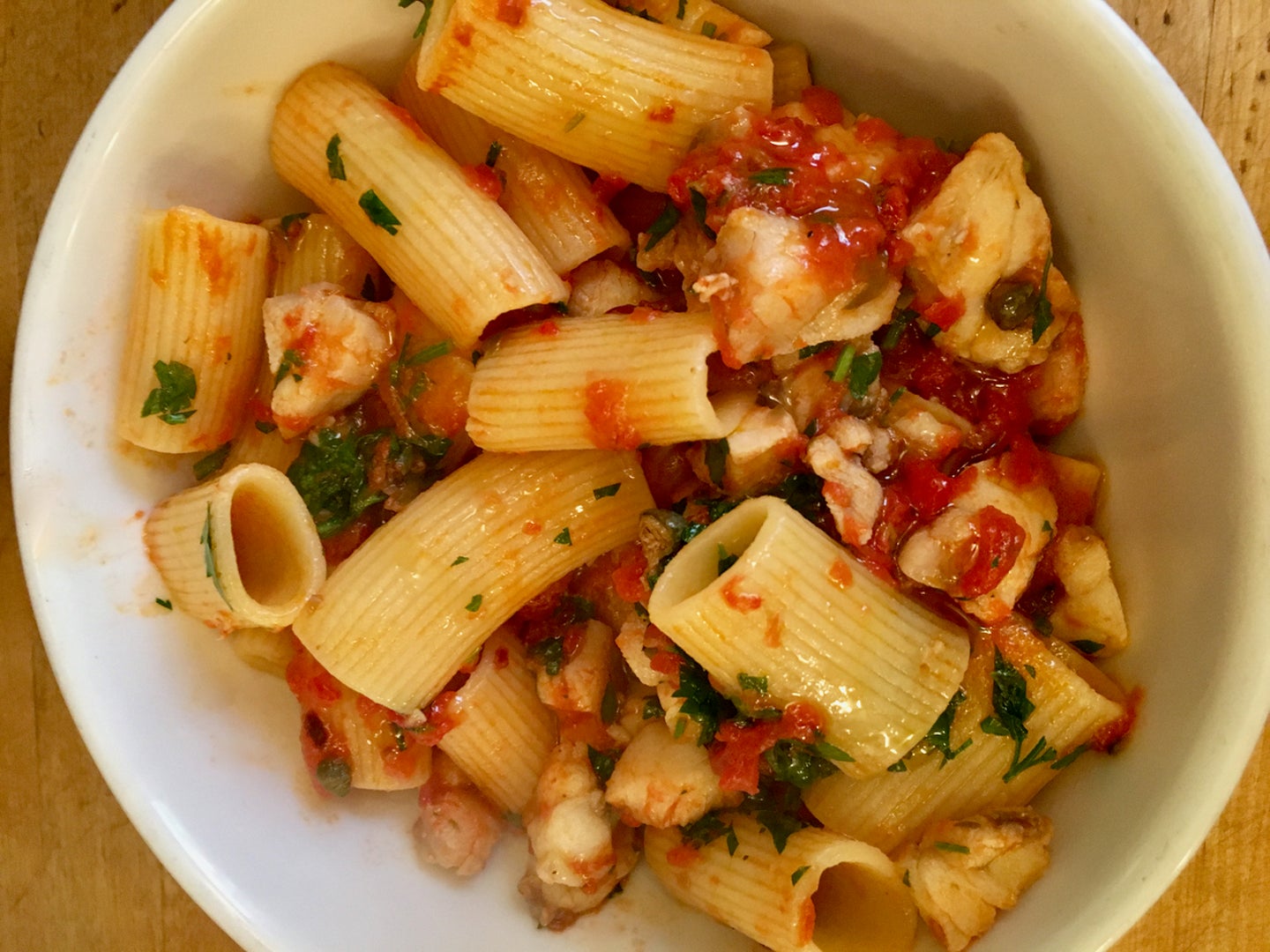 Cooking Off The Cuff: More Fish With More Pasta – Rigatoni With ...