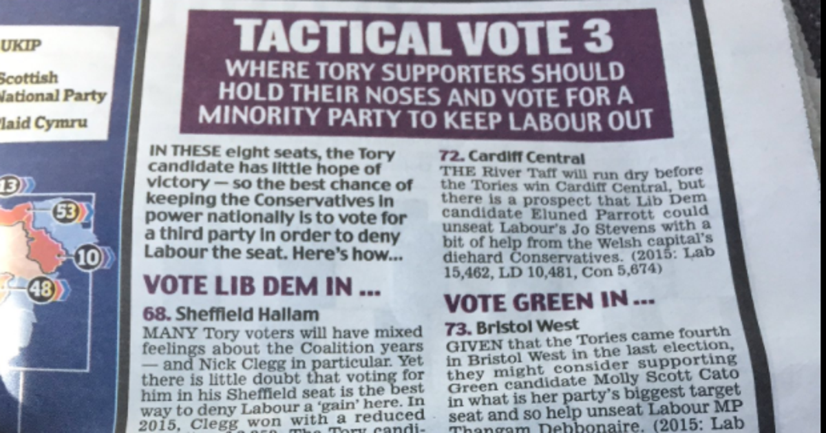 Daily Mail Tactical Voting Guide Tells Tory Readers To Vote For Lib ...