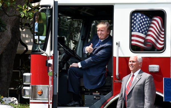 Trump Plays In A Firetruck, And The Photos Don't Disappoint | HuffPost