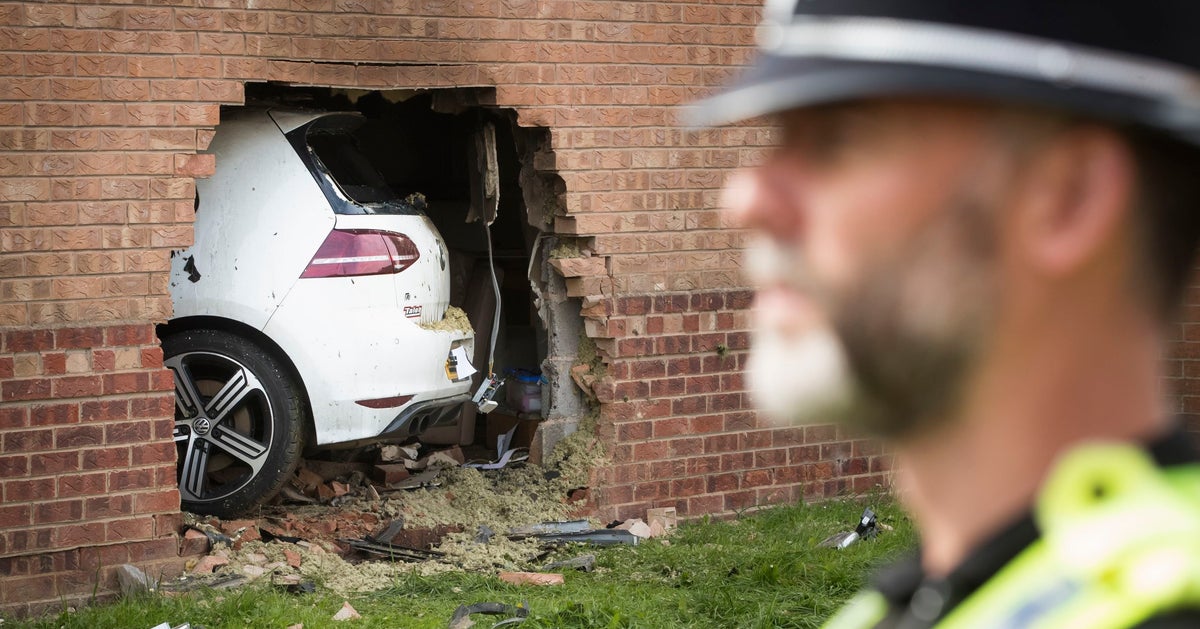 Dramatic Pictures Show Car Which Slammed Into House And Burst Into ...