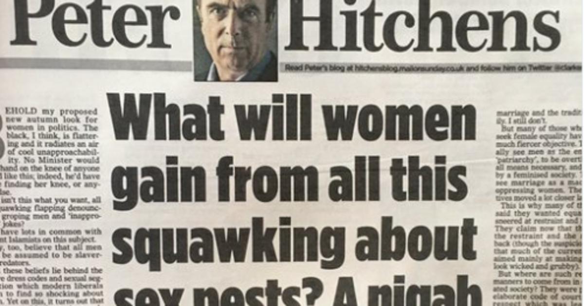 Peter Hitchens Compares Sexual Harassment To Militant Islam In 'Insane ...
