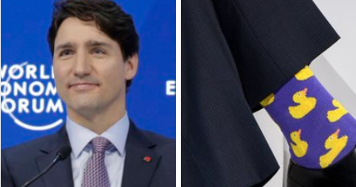 Justin Trudueau Wore Some Pretty 'Fowl' Socks To Davos | HuffPost Life