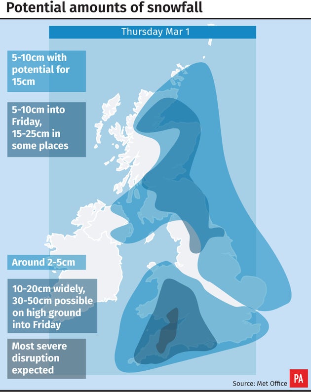 UK Snow: Red Weather Warning Issued For England And Wales As Storm Emma ...