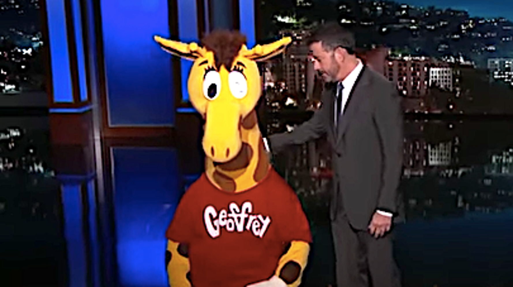 Drunk And Sad Geoffrey Giraffe From Toys R Us Visits 'Jimmy Kimmel ...