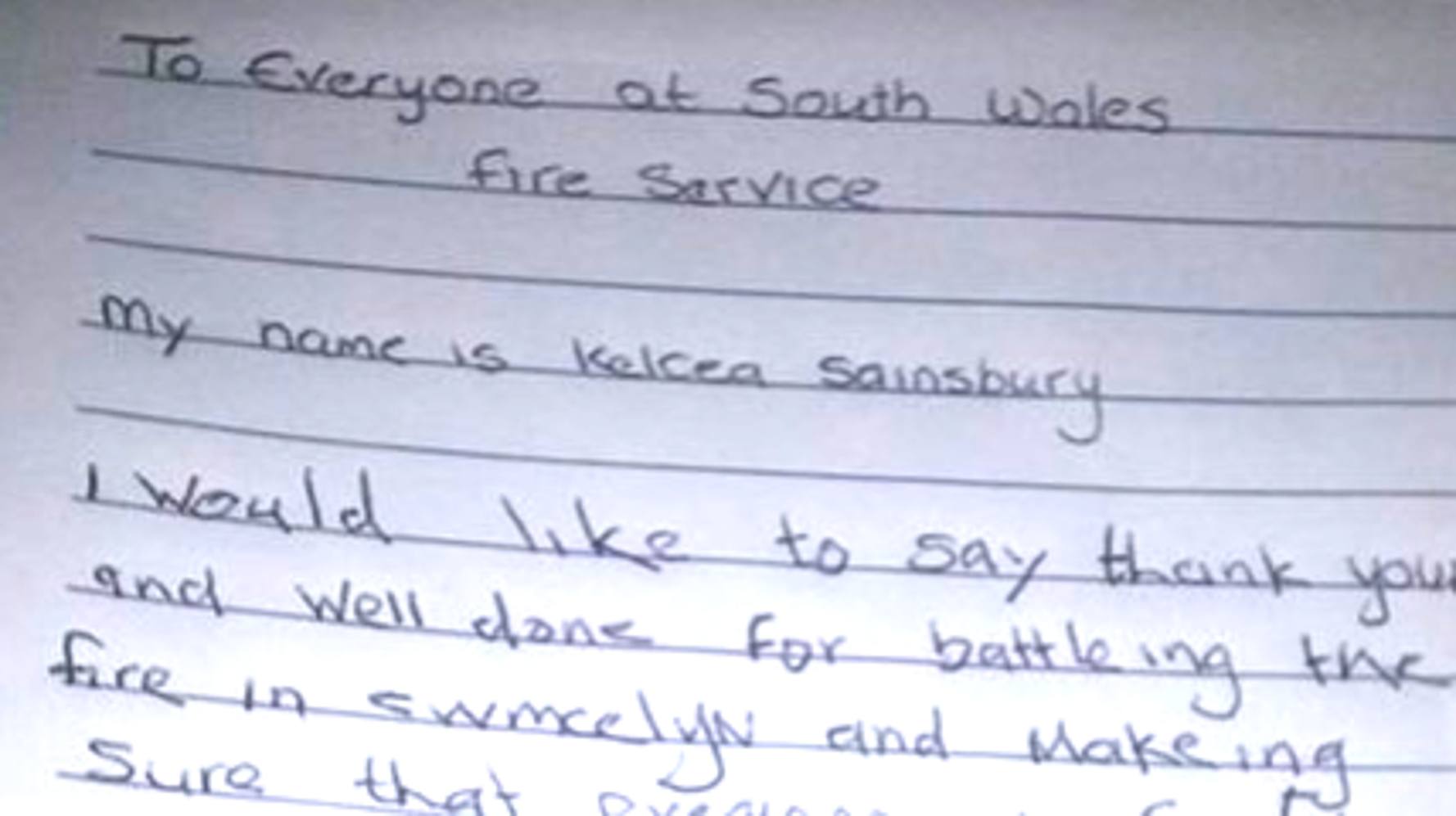 Girl Wrote A Letter To The Fire Brigade After Watching Them Save Her ...