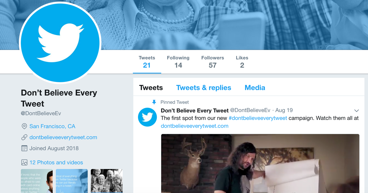 Twitter's ‘Don’t Believe Every Tweet’ Campaign Turns Out To Be Fake ...