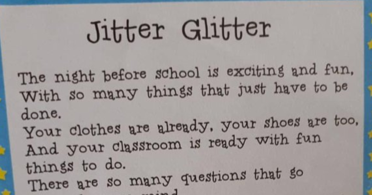 Teacher Sends Kids 'Jitter Glitter' To Calm Nerves On Their First Day ...