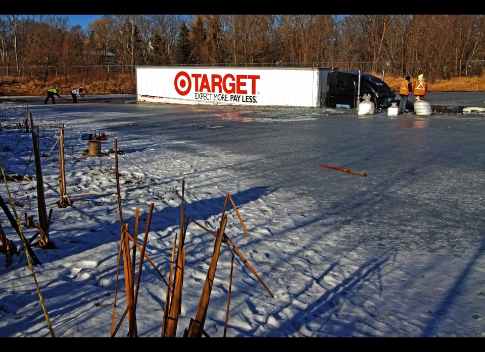 Target Truck Skids Into Icy Pond Instead Of Parking Lot (VIDEO ...