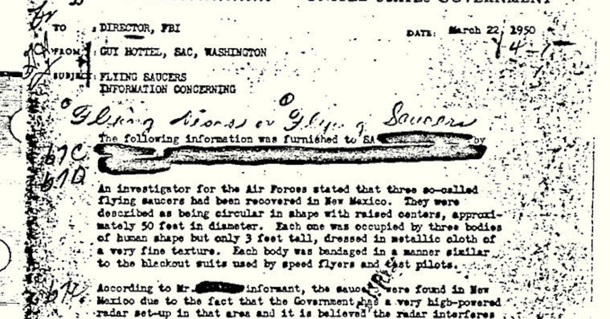 FBI UFO Document Is The Most Popular Of All Its 'Vault' Files | HuffPost UK