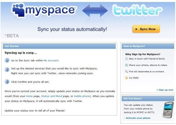 MySpace Links With Twitter, Syncs Status Updates On Twitter Feeds ...