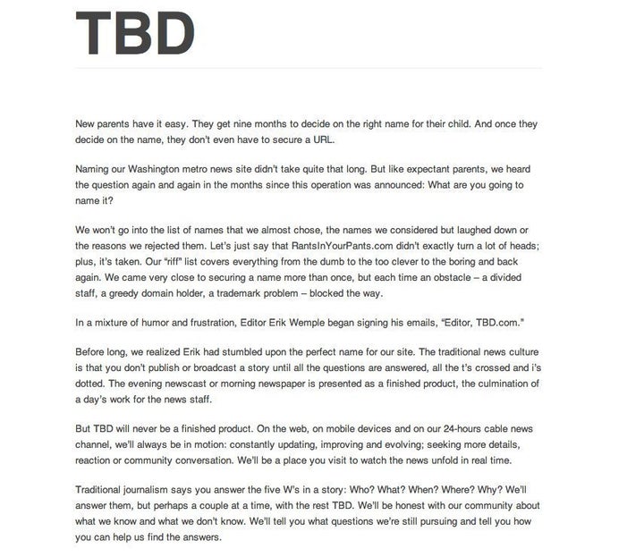 TBD.com: New DC Local Site By Allbritton Named TBD (POLL) | HuffPost ...