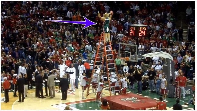 Bango Dunk VIDEO: Bucks Mascot Dunks OFF LADDER | HuffPost Sports