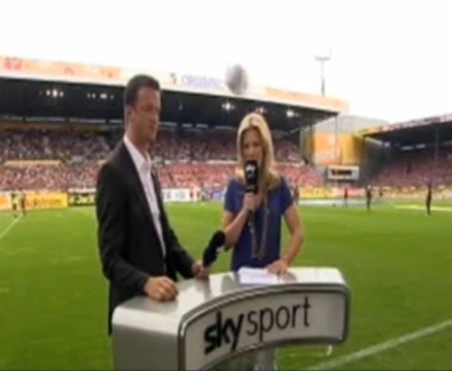 German TV Reporter NAILED In The Head With Soccer Ball During Report ...