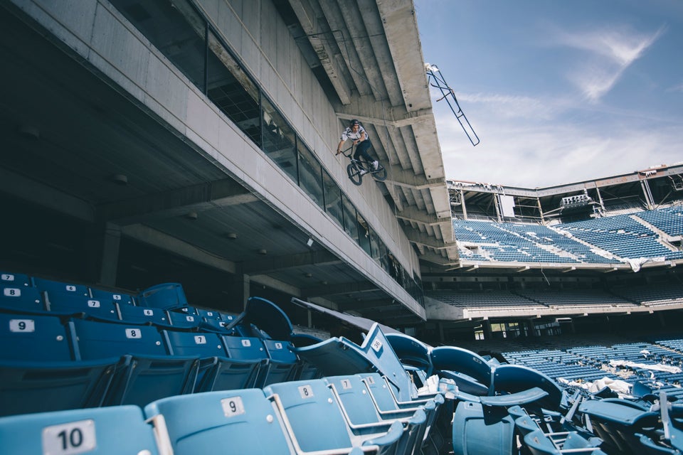 Here's What Happens When A BMX Rider Is Let Loose In An Abandoned Football Stadium | HuffPost Sports