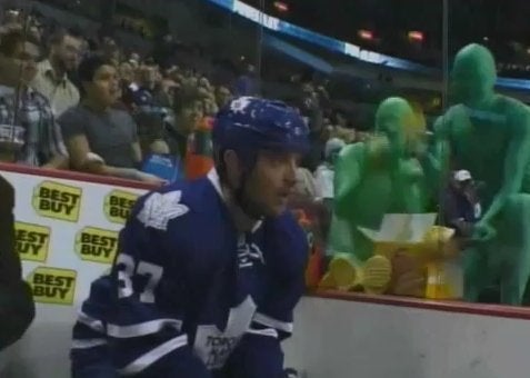 Green Men Heckle Tim Brent With Waffles During Canucks-Maple Leafs Game ...