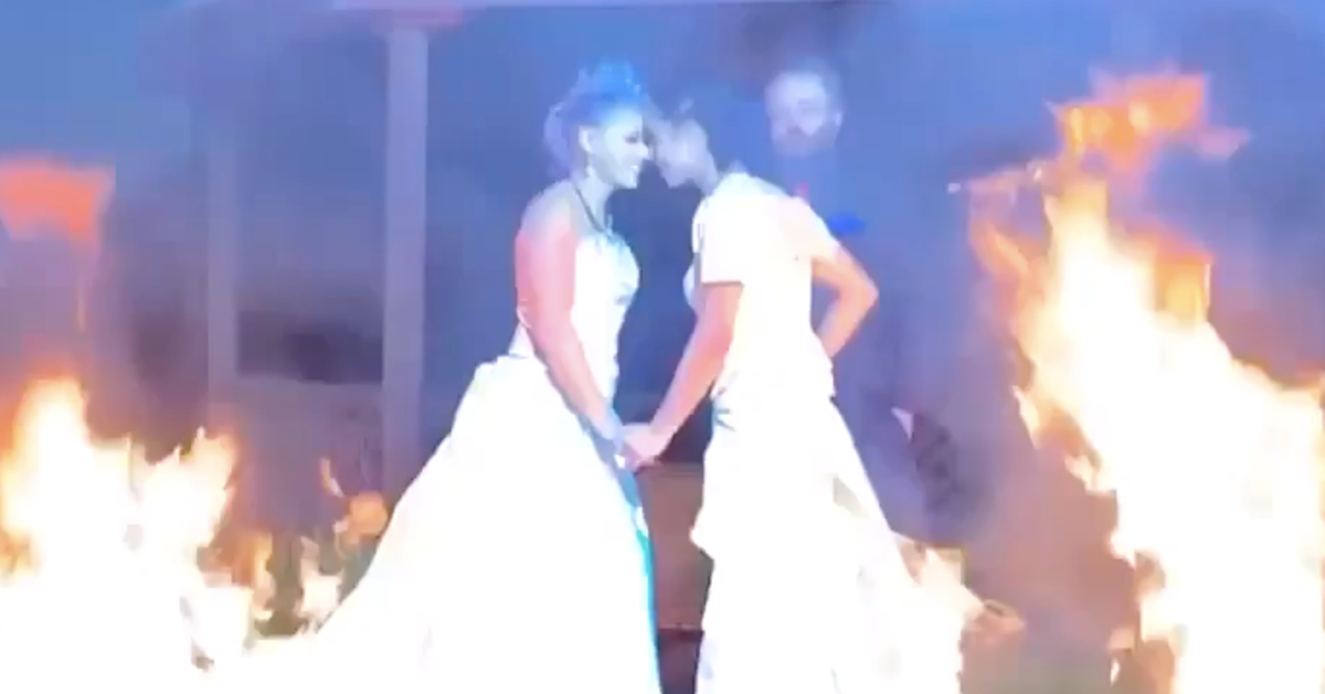 2 Brides Celebrate Their Marriage By Setting Wedding Dresses On Fire ...
