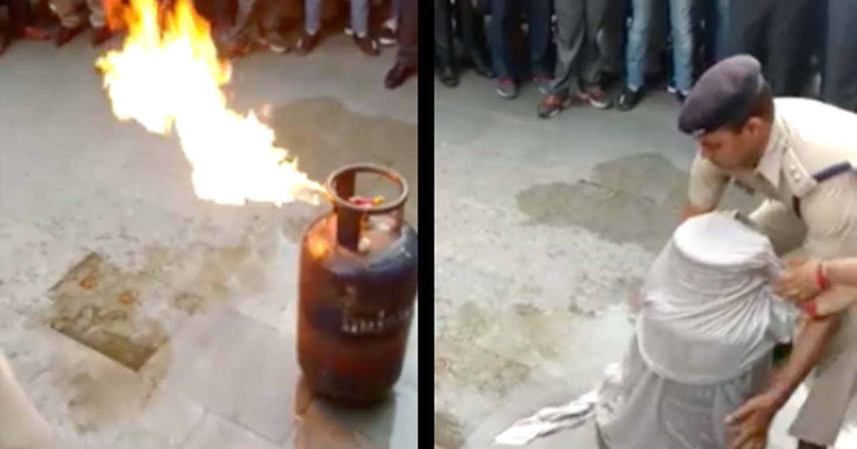 This Is How You Douse A Fire Caused By A Leaking Cylinder In One Quick ...