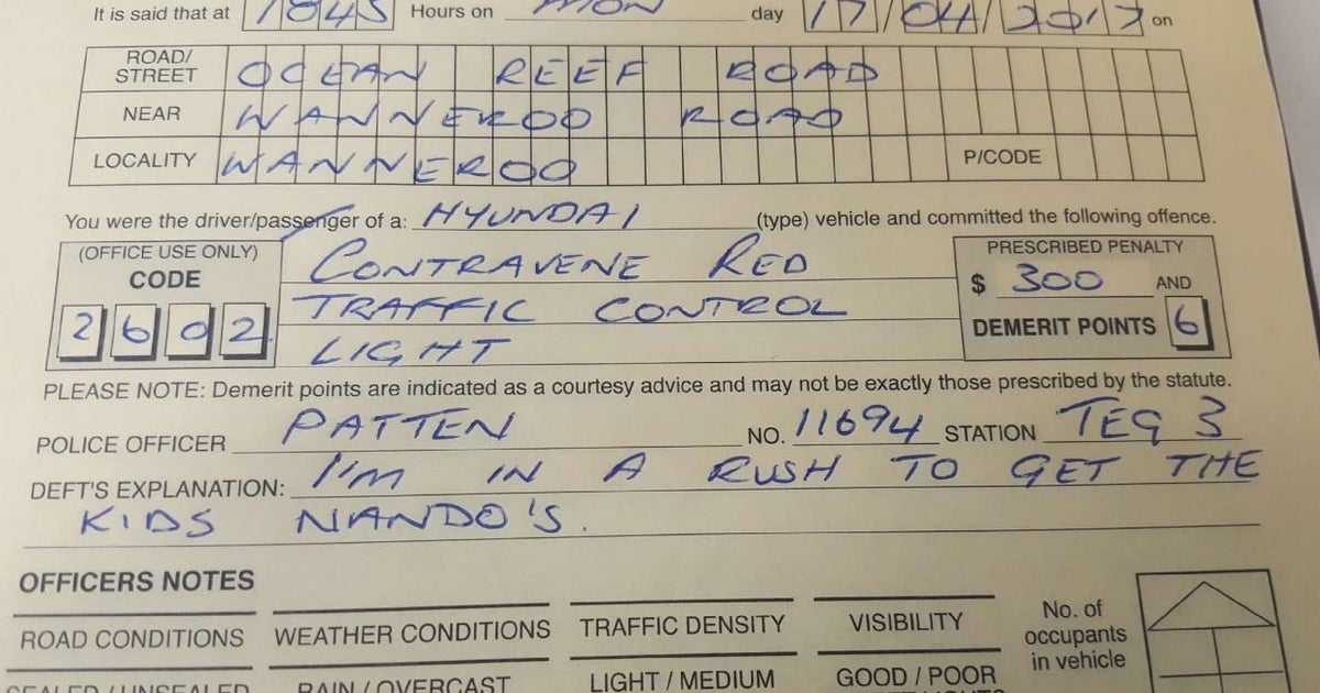 Driver Caught Running Red Light Tells Cops He Was On Way To Nando's ...