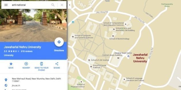 Google Maps Takes You Here If You Search For 'Anti-National' | HuffPost ...