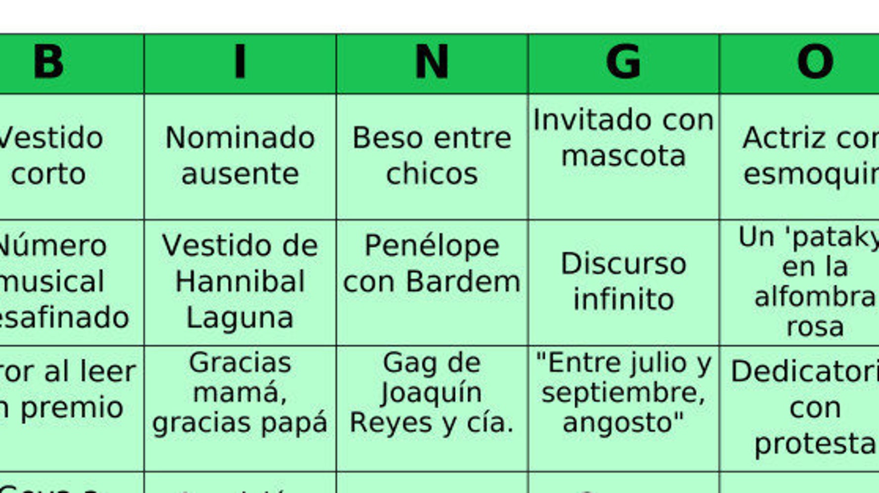 El Bingo de los Goya 2015: imprímelo y juega con tus amigos | El ...