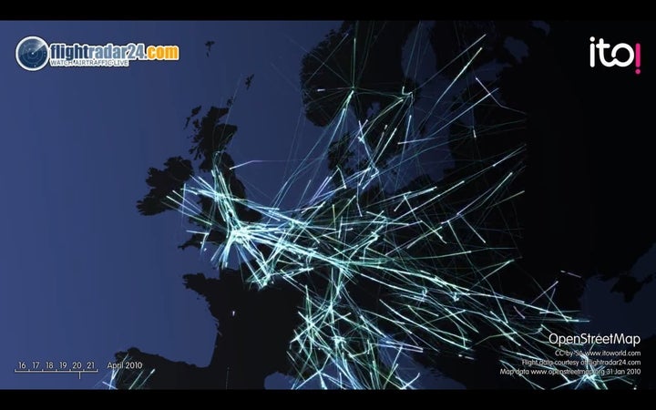 European Airspace Timelapse VIDEO: Before And After The Volcano ...