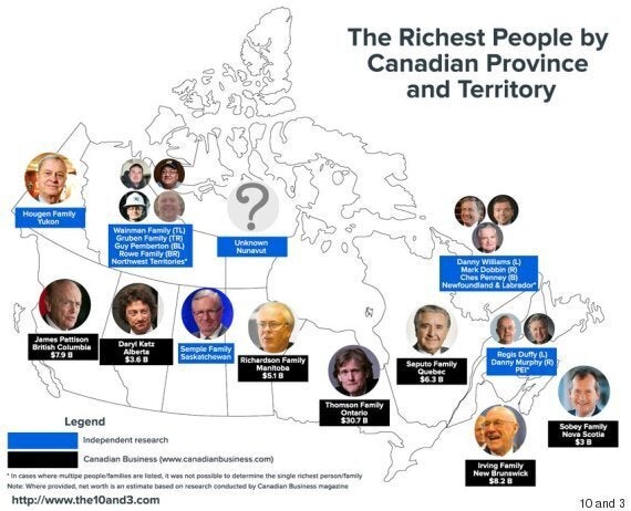 Les personnes les plus riches dans chaque province et territoire au ...