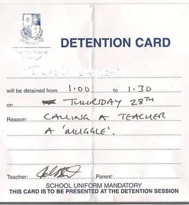 Detention Slip Template