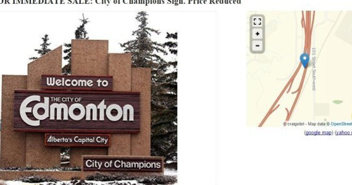 Edmonton's 'City Of Champions' Welcome Signs Put Up For Sale Online ...