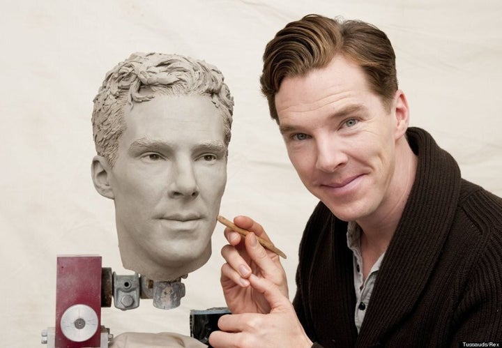 Benedict Cumberbatch Gets Friendly With His Replica Head | HuffPost Style