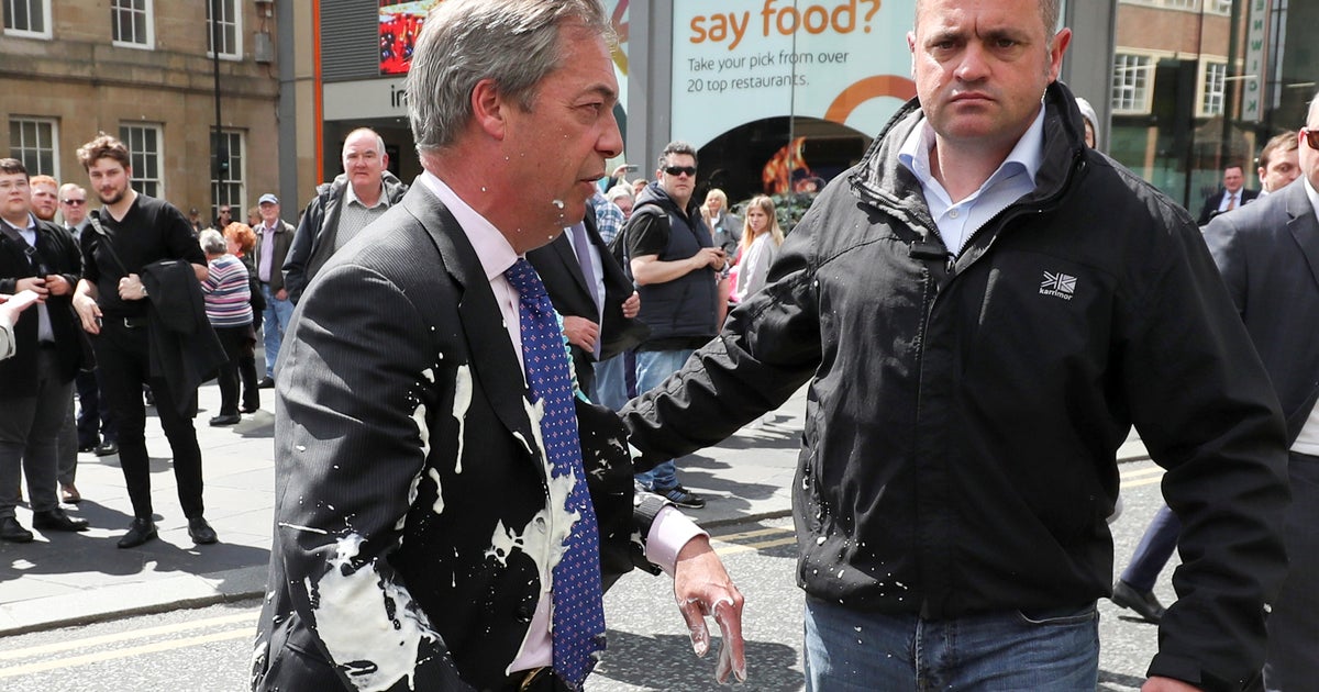 Nigel Farage Hit By Milkshake During Brexit Party Campaign Event In ...