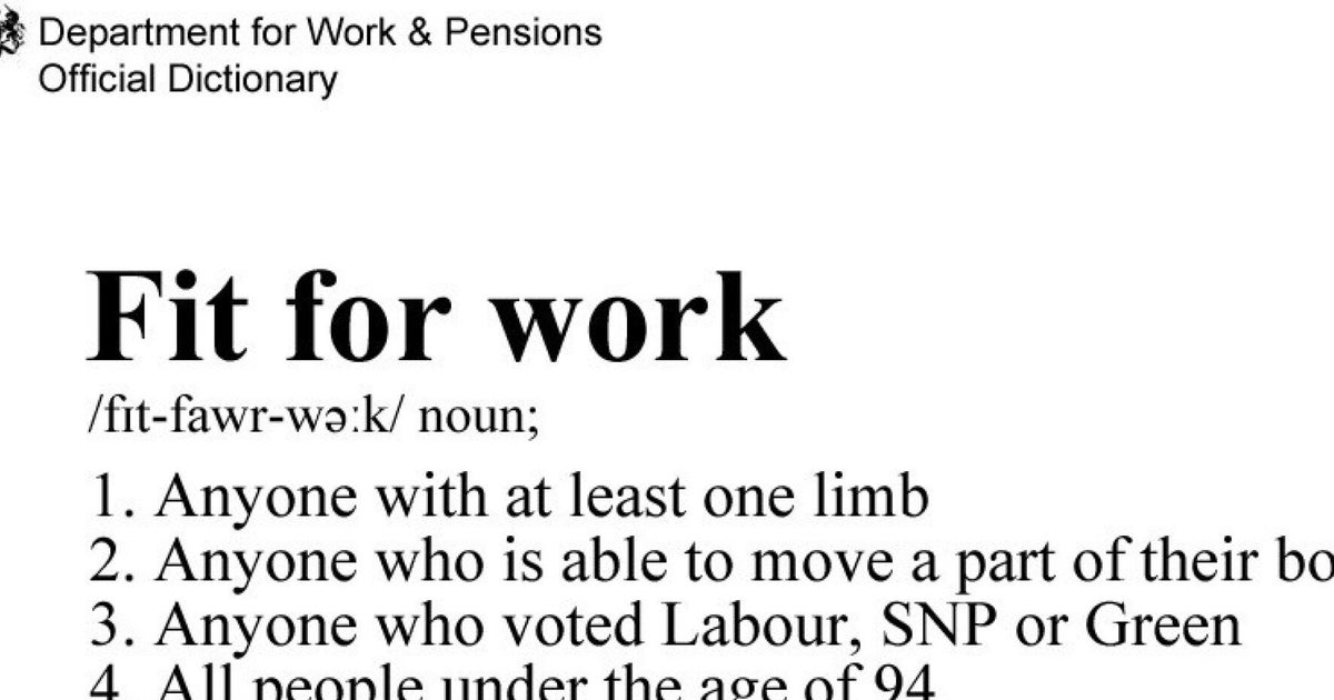 Department For Work And Pensions Official Definition Of 'Fit For Work ...