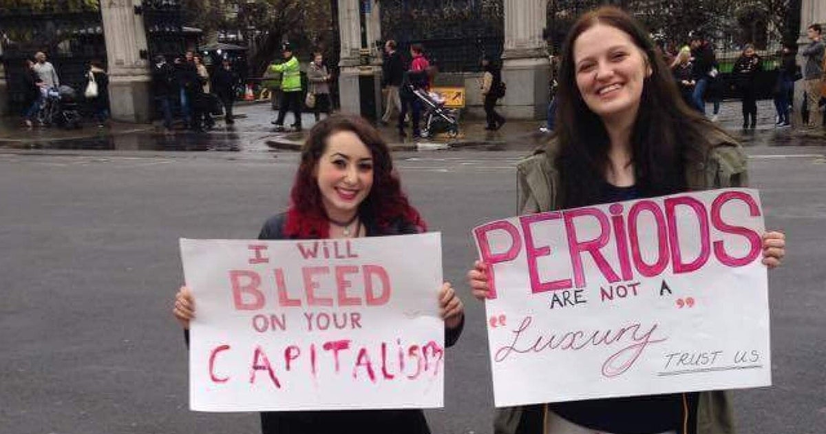 Tampon Tax Protest Outside Parliament Sees Three Women Wearing White ...