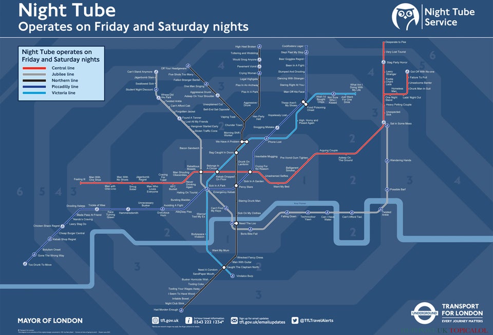 London Underground Release Realistic Night Tube Map | HuffPost UK
