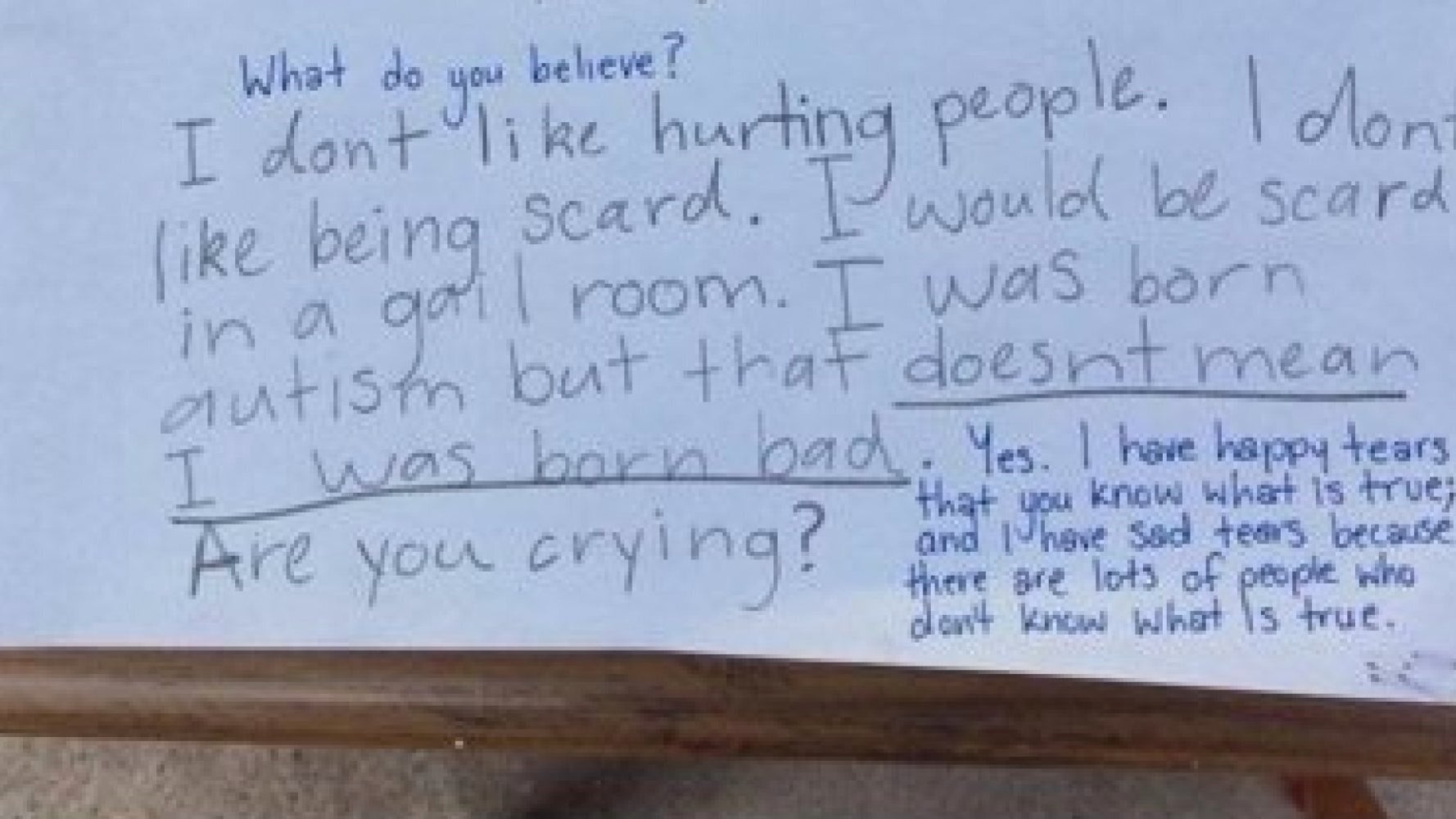 'Autism Doesn't Mean I Was Born Bad': Seven-Year-Old's Heartfelt Letter ...
