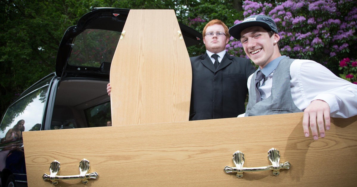 Dead Cool. Teenager Simon May Arrives At His Prom In A Coffin ...